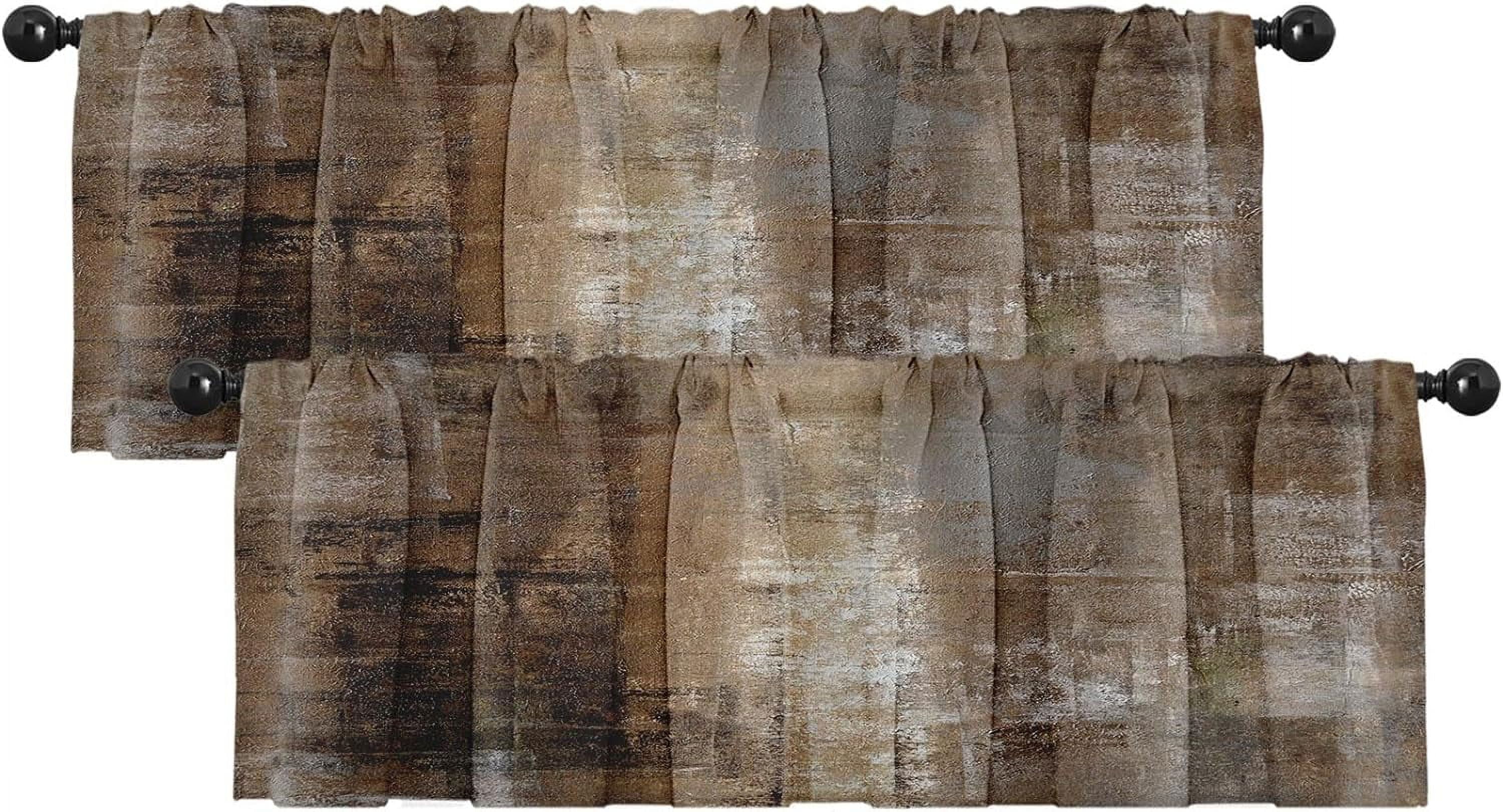 2 Pack Valances Window Treatments Abstract Dark Brown Art Painting ...
