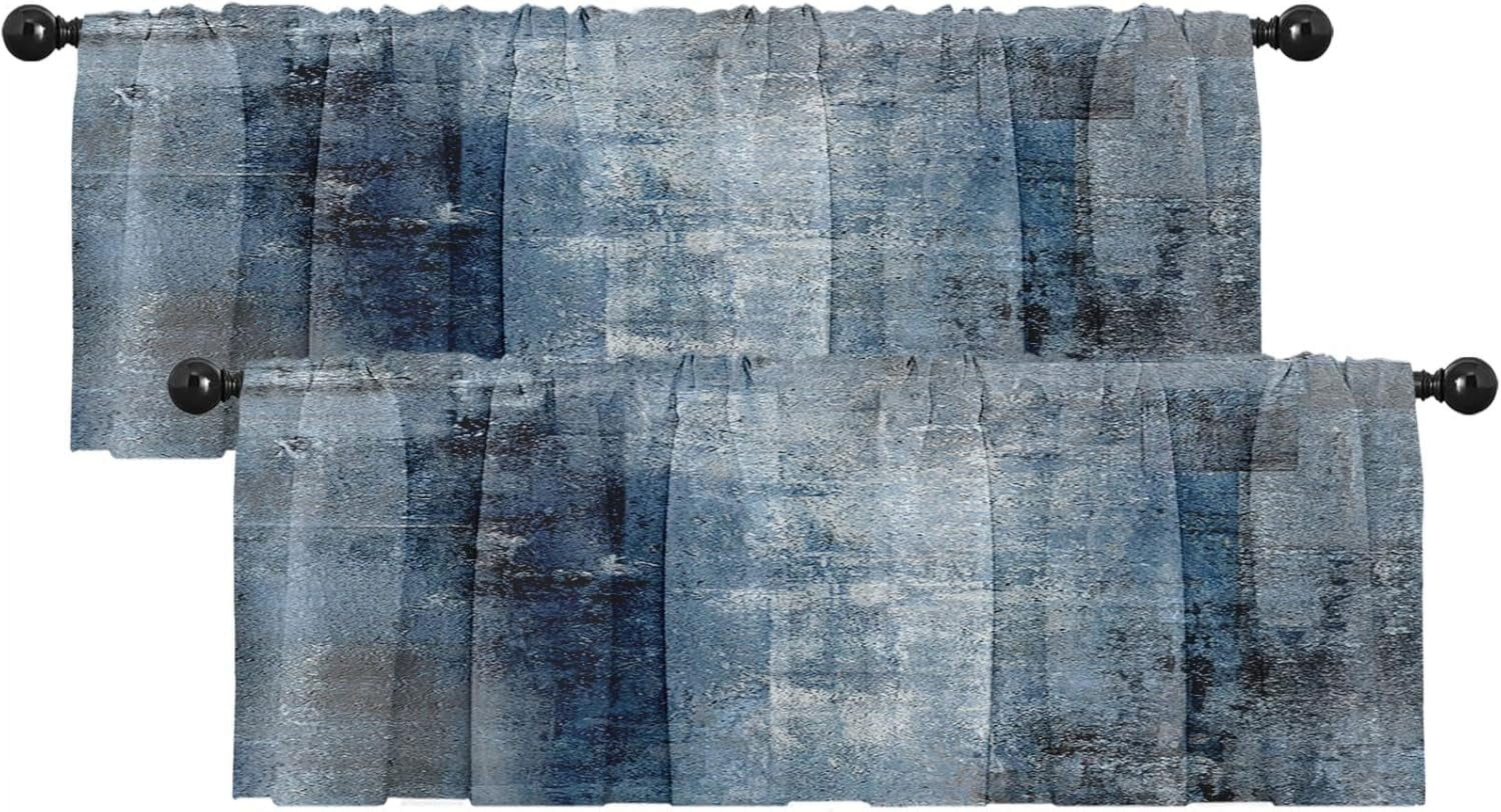 2 Pack Valances Window Treatments, Blue Abstract Modern Art Blackout ...