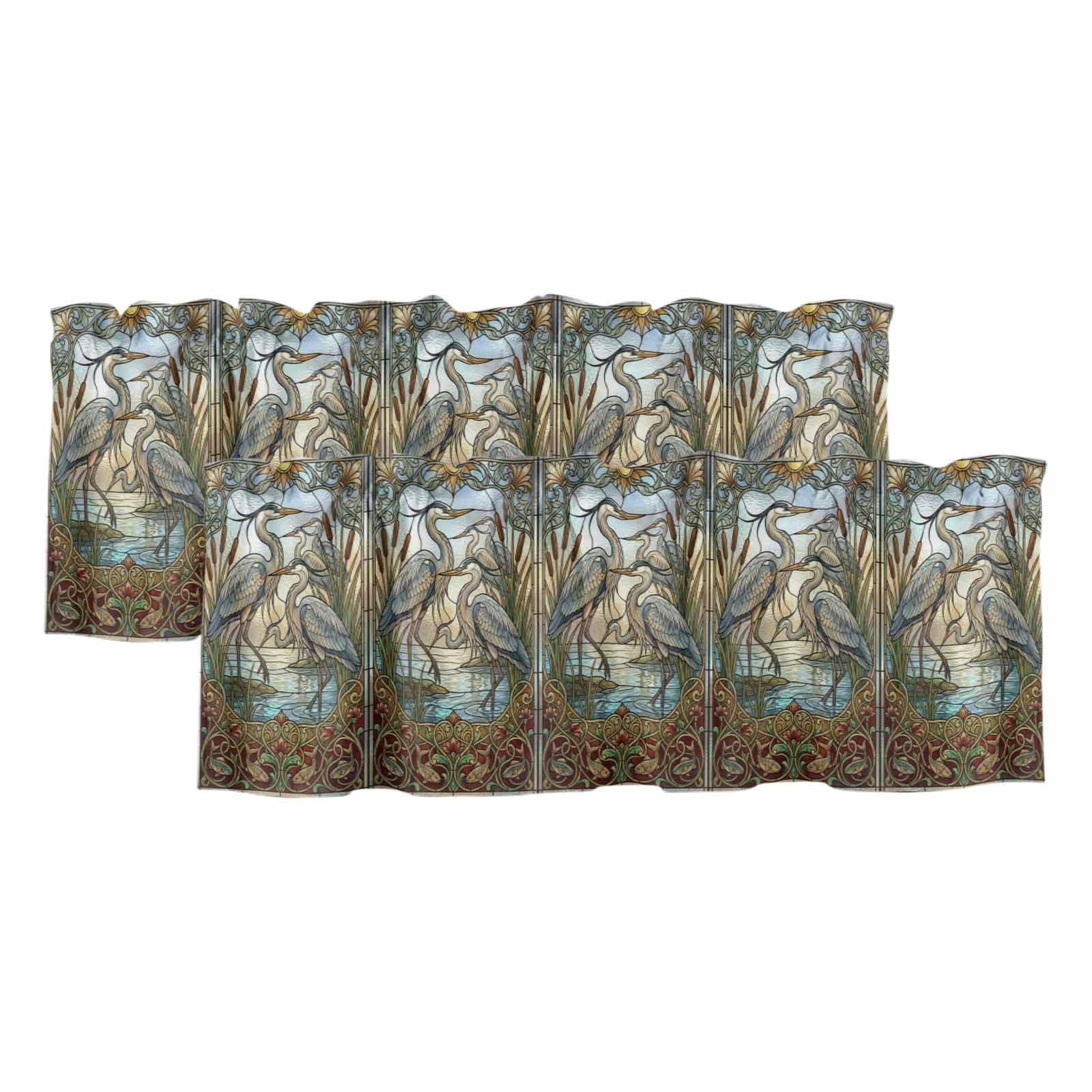 2 Pack Valances for Window, Vintage Cranes Short Curtains for Kitchen ...