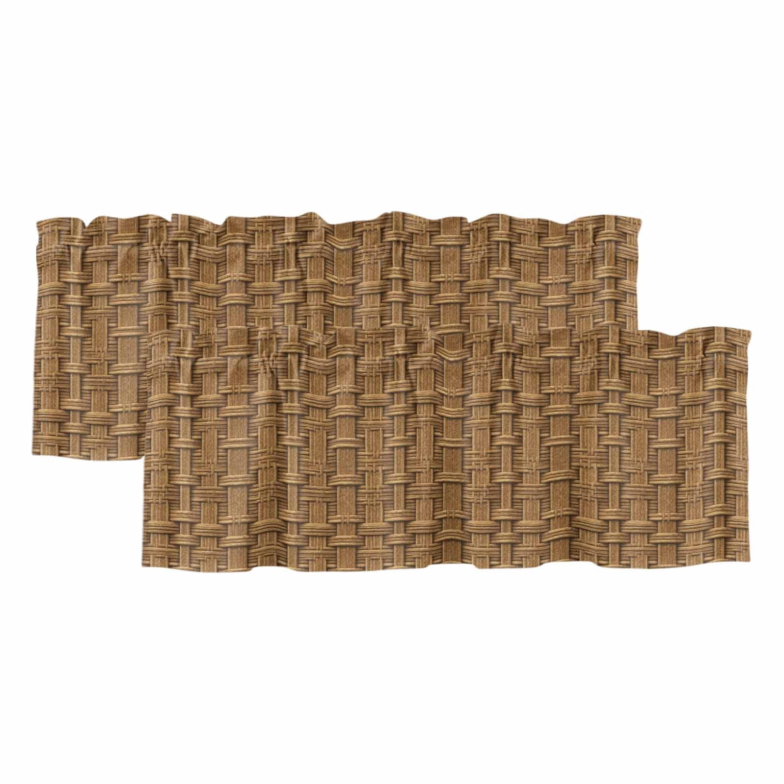 2 Pack Valances for Window, Vintage Rattan Short Curtains for Kitchen ...