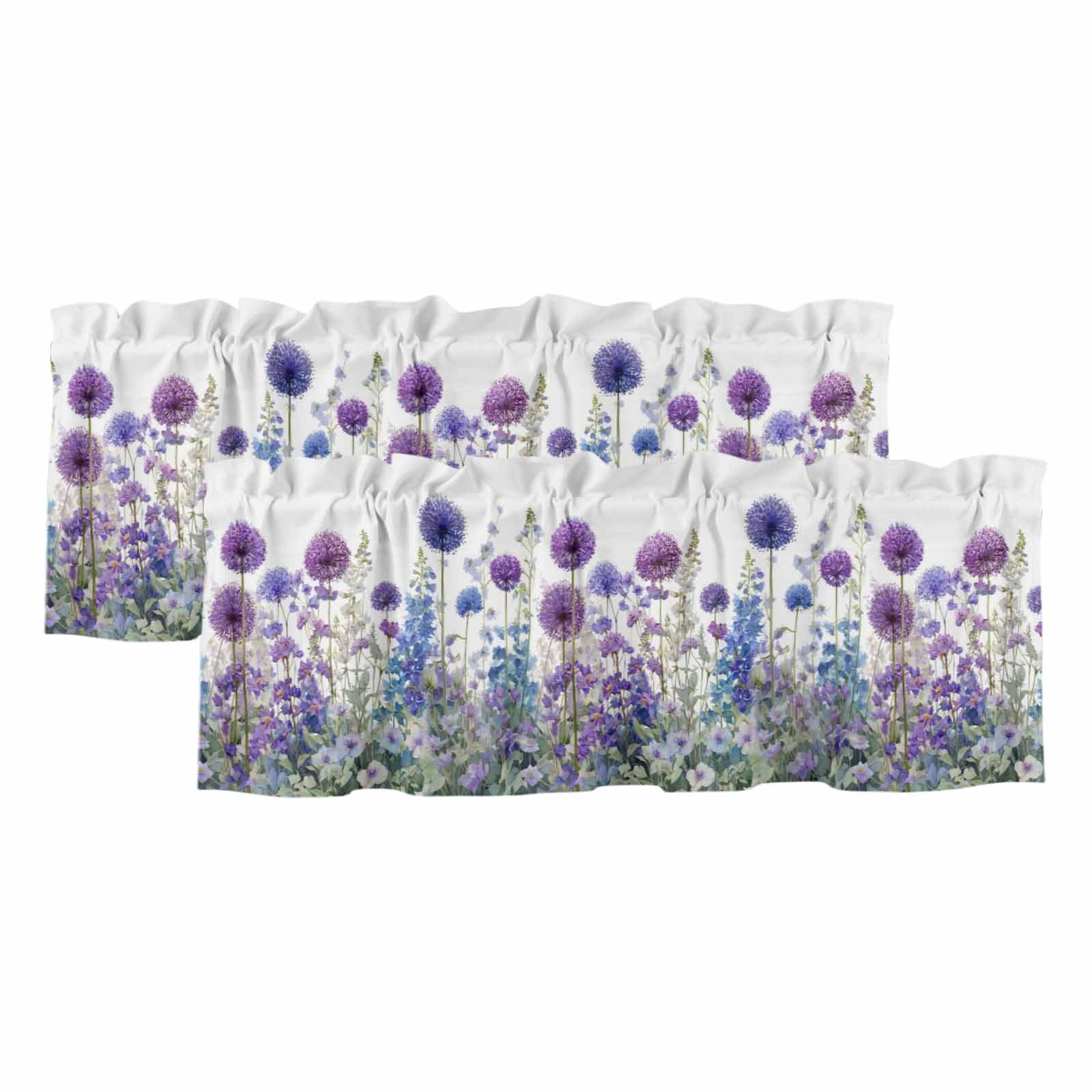 2 Pack Valances for Window, Watercolor Floral Short Curtains for ...