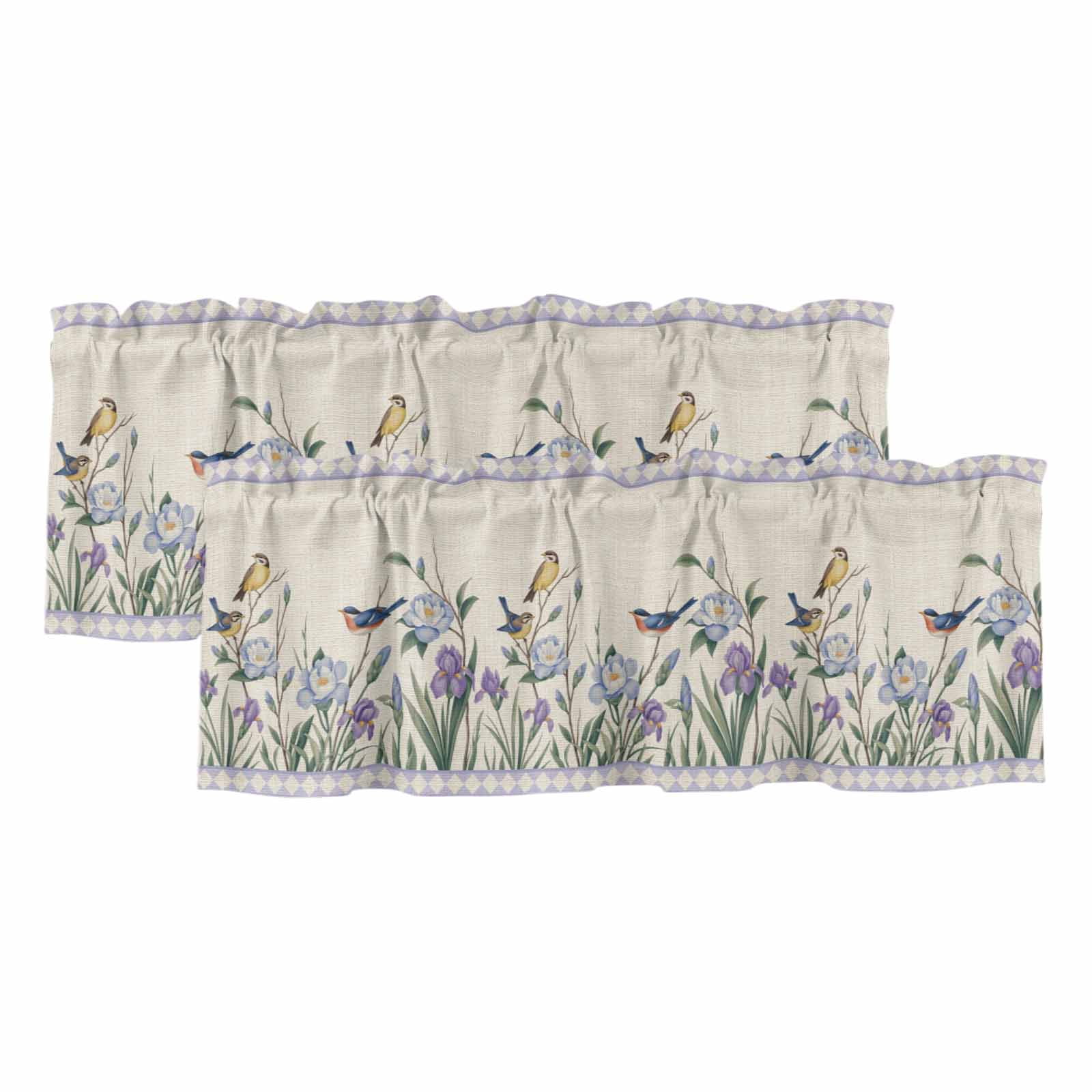 2 Pack Valances for Windows 42 x 18 Inch, Grey Brown Leaves Decorative ...