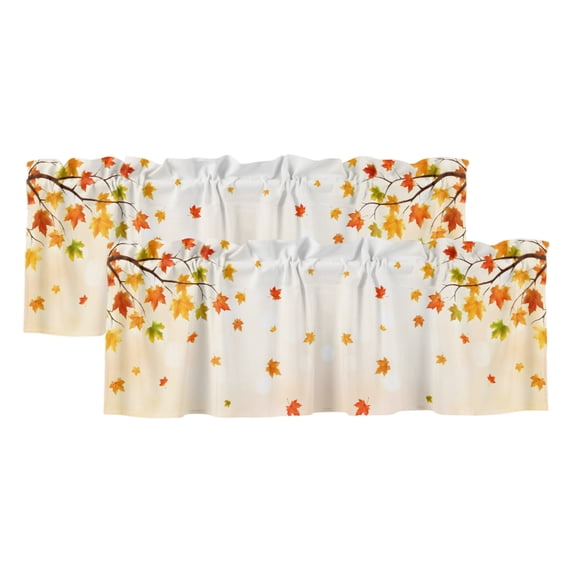 2 Pack Valances for Windows 42 x 12 Inch, Maple Leaves Fall Decorative ...