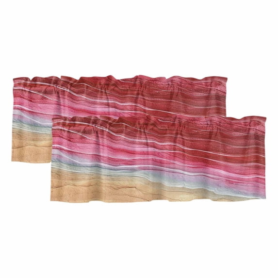 2 Pack Valances for Windows 42 x 12 Inch, Red Ombre Coastal Decorative ...