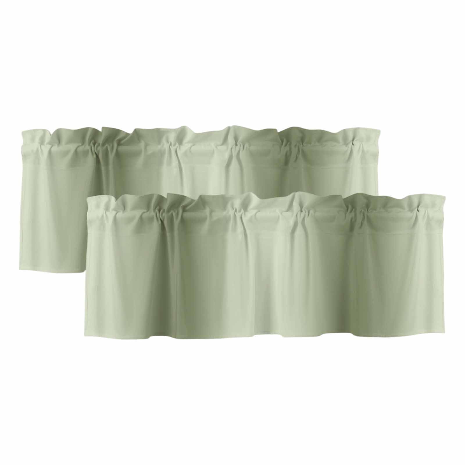 2 Pack Valances for Windows 42 x 12 Inch, Sage Green Ombre Decorative ...