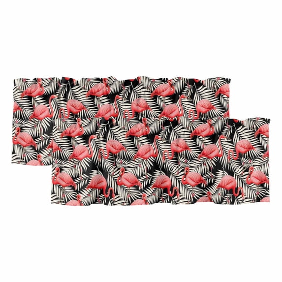 2 Pack Valances for Windows 42 x 18 Inch, Red Flamingo Decorative ...