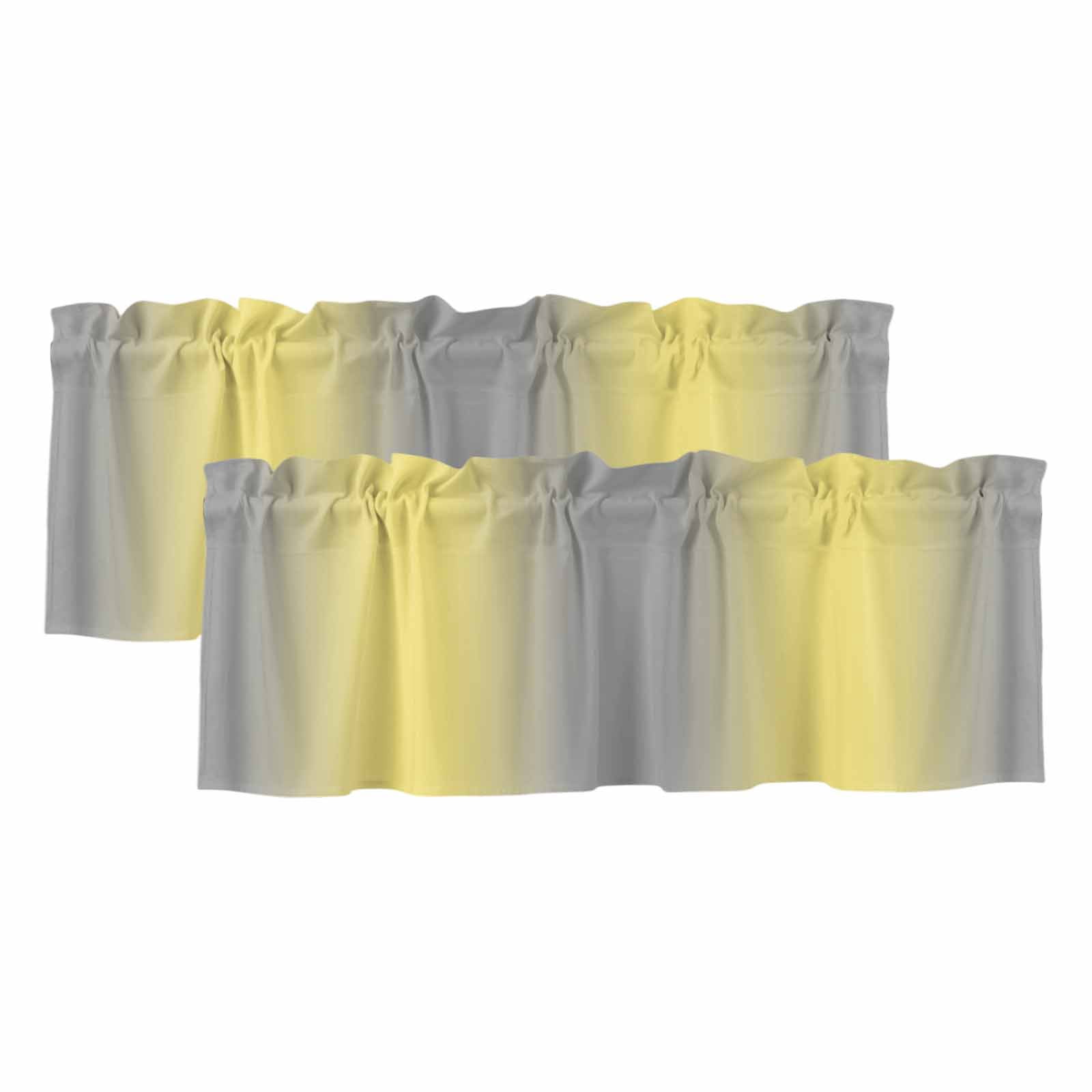 2 Pack Valances for Windows 54 x 18 Inch, Yellow Grey Stripes ...