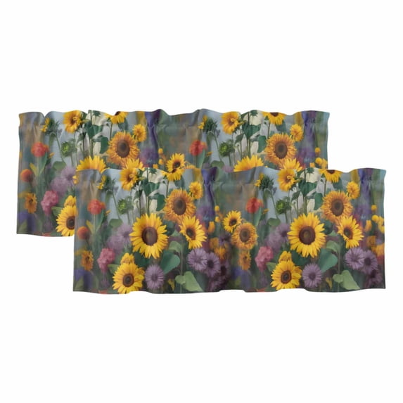 2 Pack Valances for Windows 60 x 18 Inch, Sunflower Decorative Kitchen ...