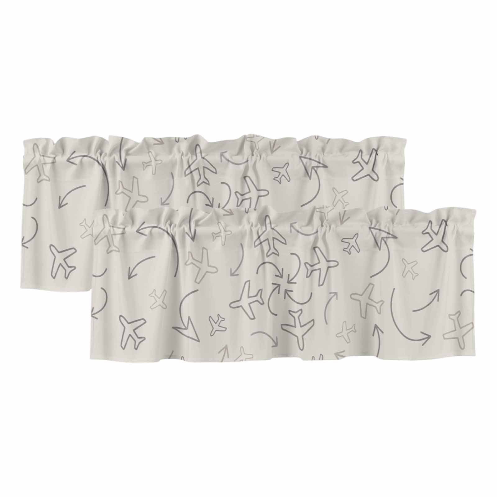 2 Pack Valances for Windows, Abstract Airline Route Window Valances for ...