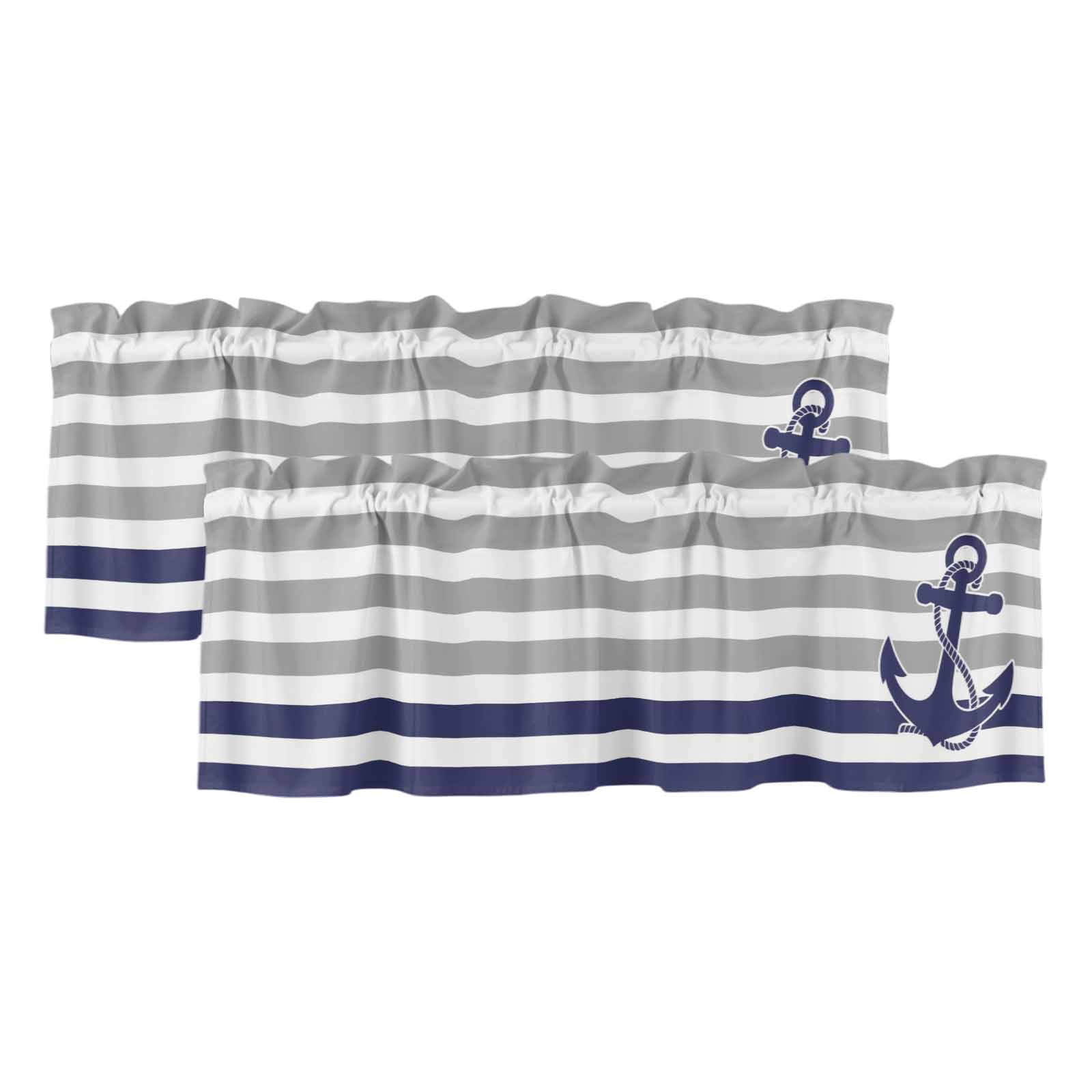 2 Pack Valances for Windows, Anchor Gray Window Valances for Living ...