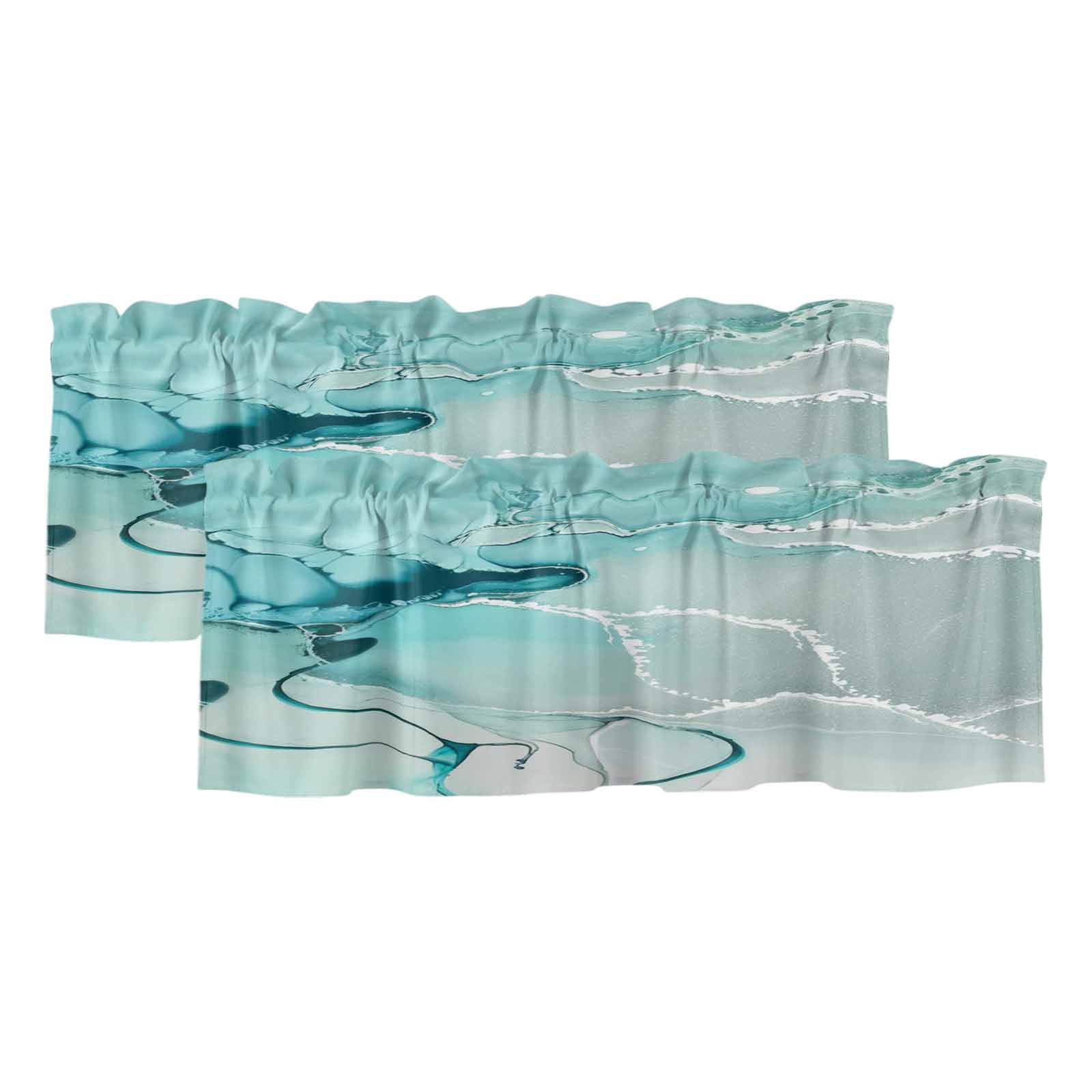 2 Pack Valances for Windows, Aqua Marble Window Valances for Living ...