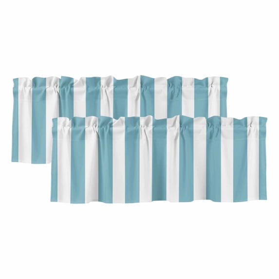 2 Pack Valances for Windows, Aqua Striped Window Valances for Living ...