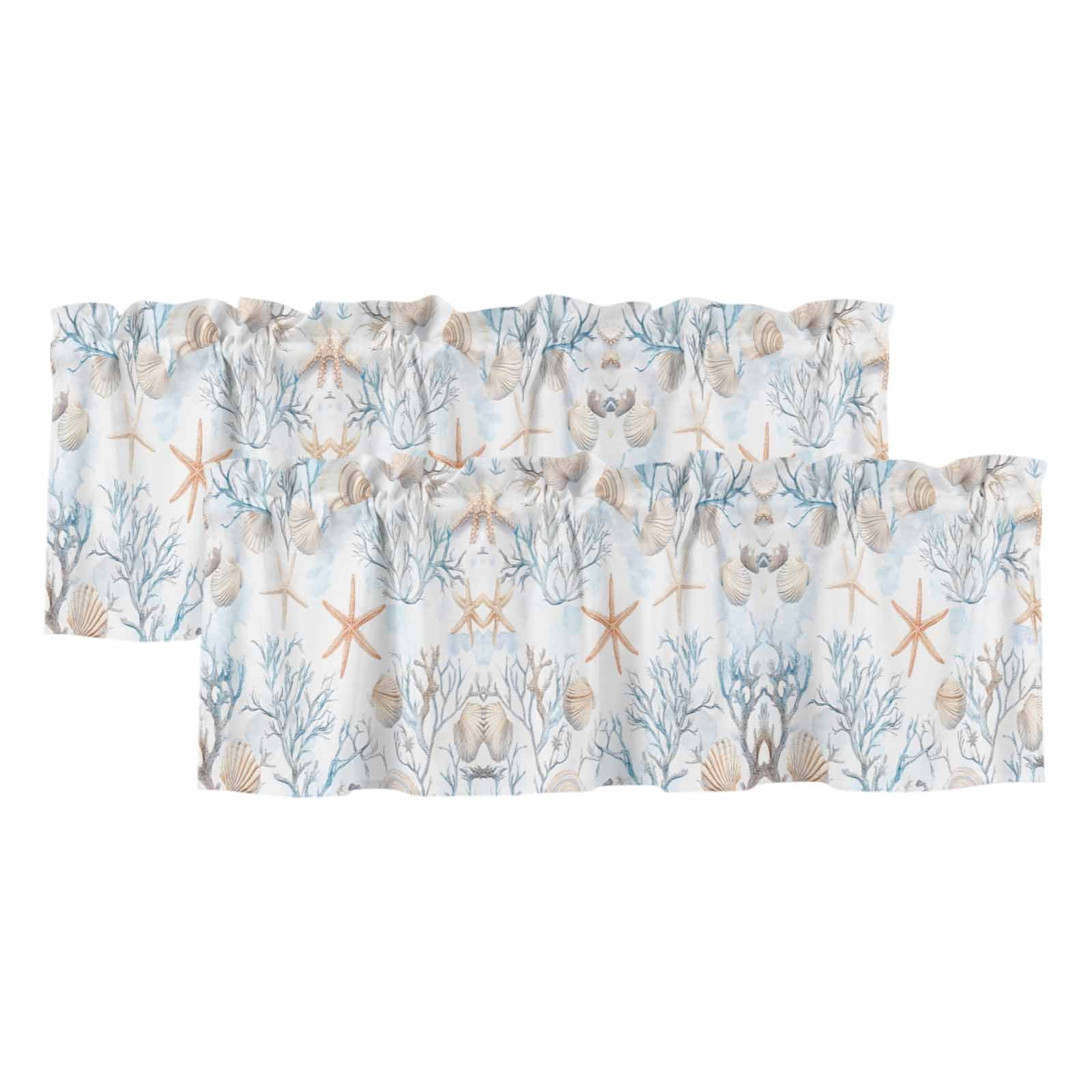 2 Pack Valances for Windows, Beach Coastal Window Valances for Living ...