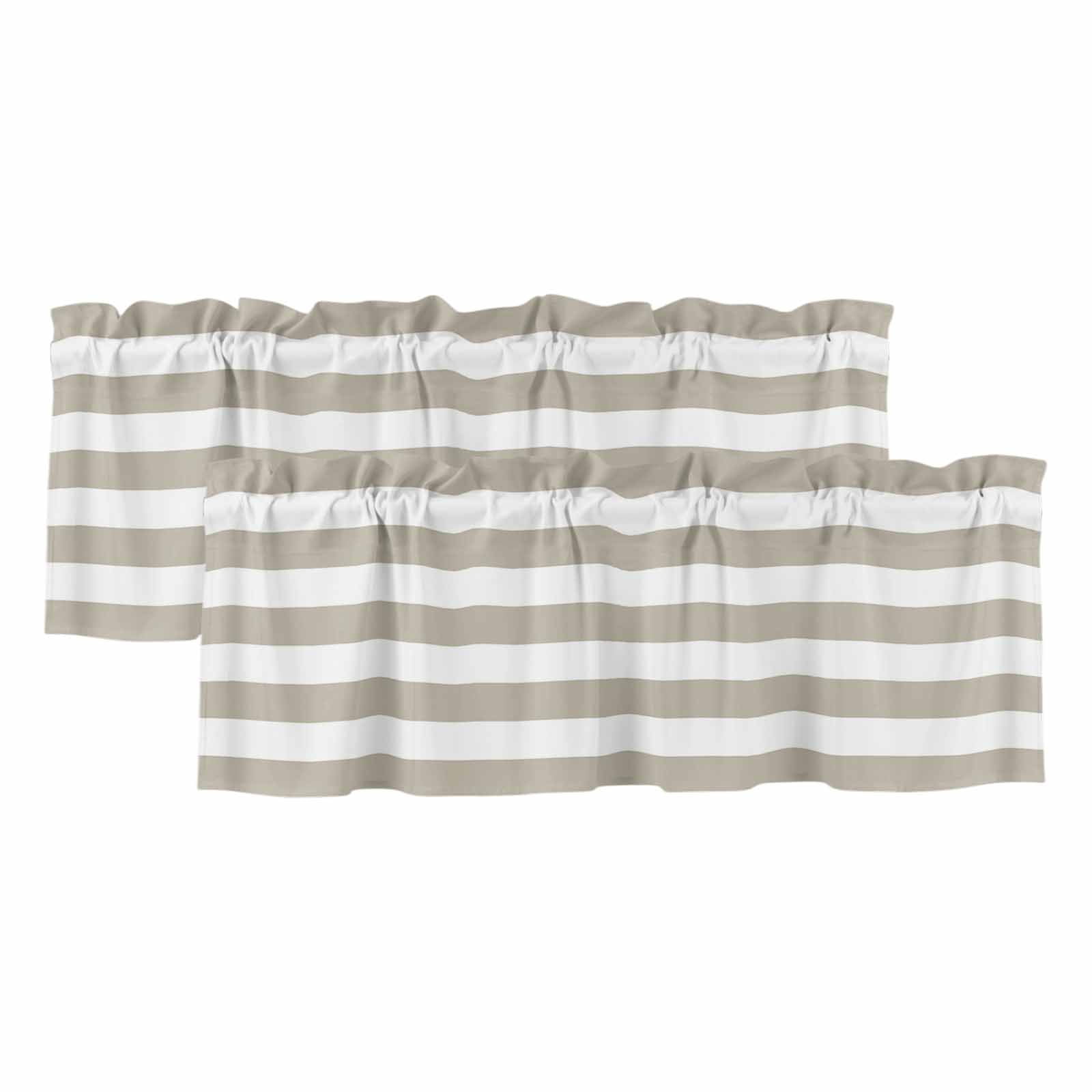 2 Pack Valances for Windows, Beige Stripes Window Valances for Living ...