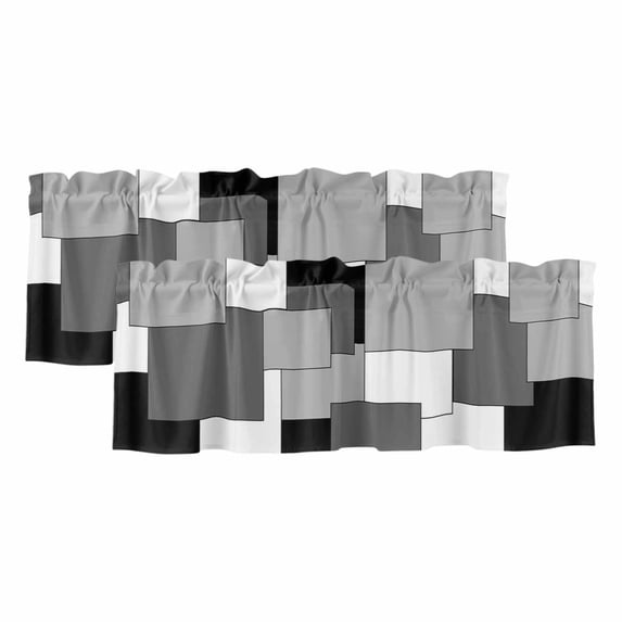 2 Pack Valances for Windows, Black Grey Window Valances for Living Room ...