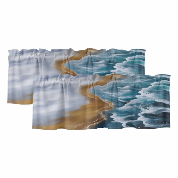 2 Pack Valances for Windows, Blue Beach Window Valances for Living Room ...