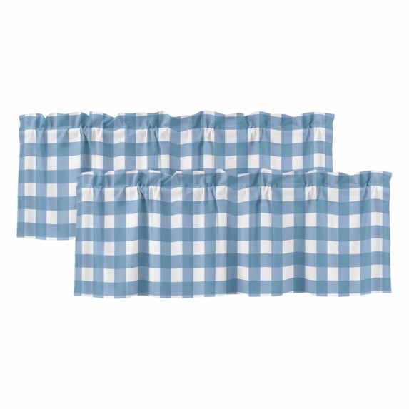 2 Pack Valances for Windows, Blue White Plaid Window Valances for ...