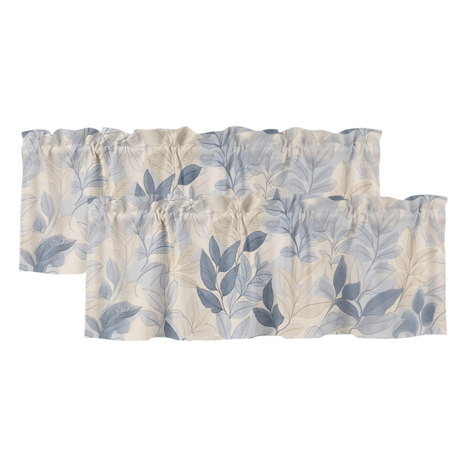 2 Pack Valances for Windows, Blue Yellow Botanical Window Valances for ...