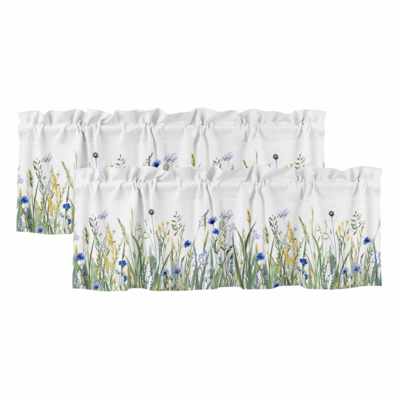 2 Pack Valances for Windows, Botanical Flower Window Valances for ...
