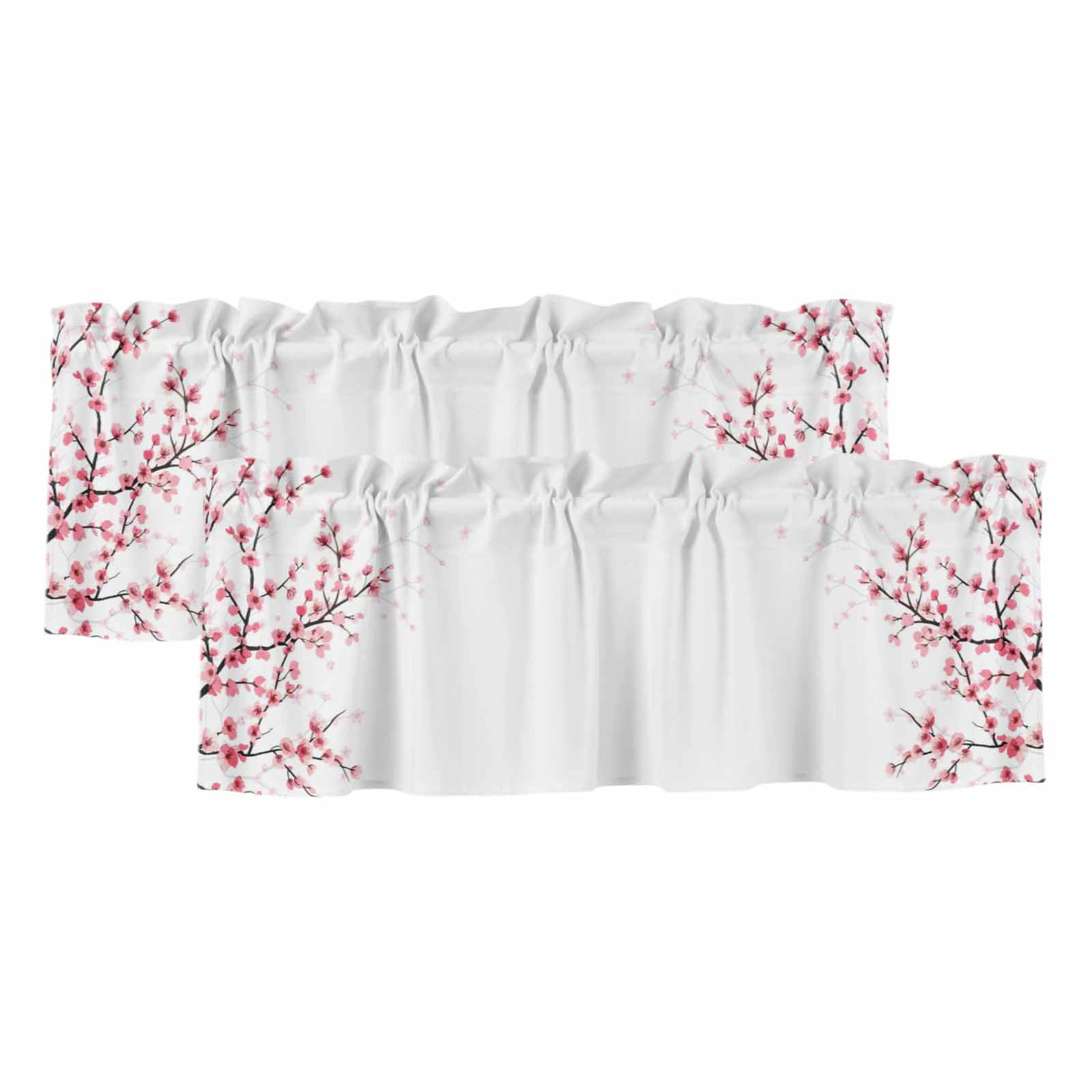 2 Pack Valances for Windows, Cherry Blossom Window Valances for Living ...