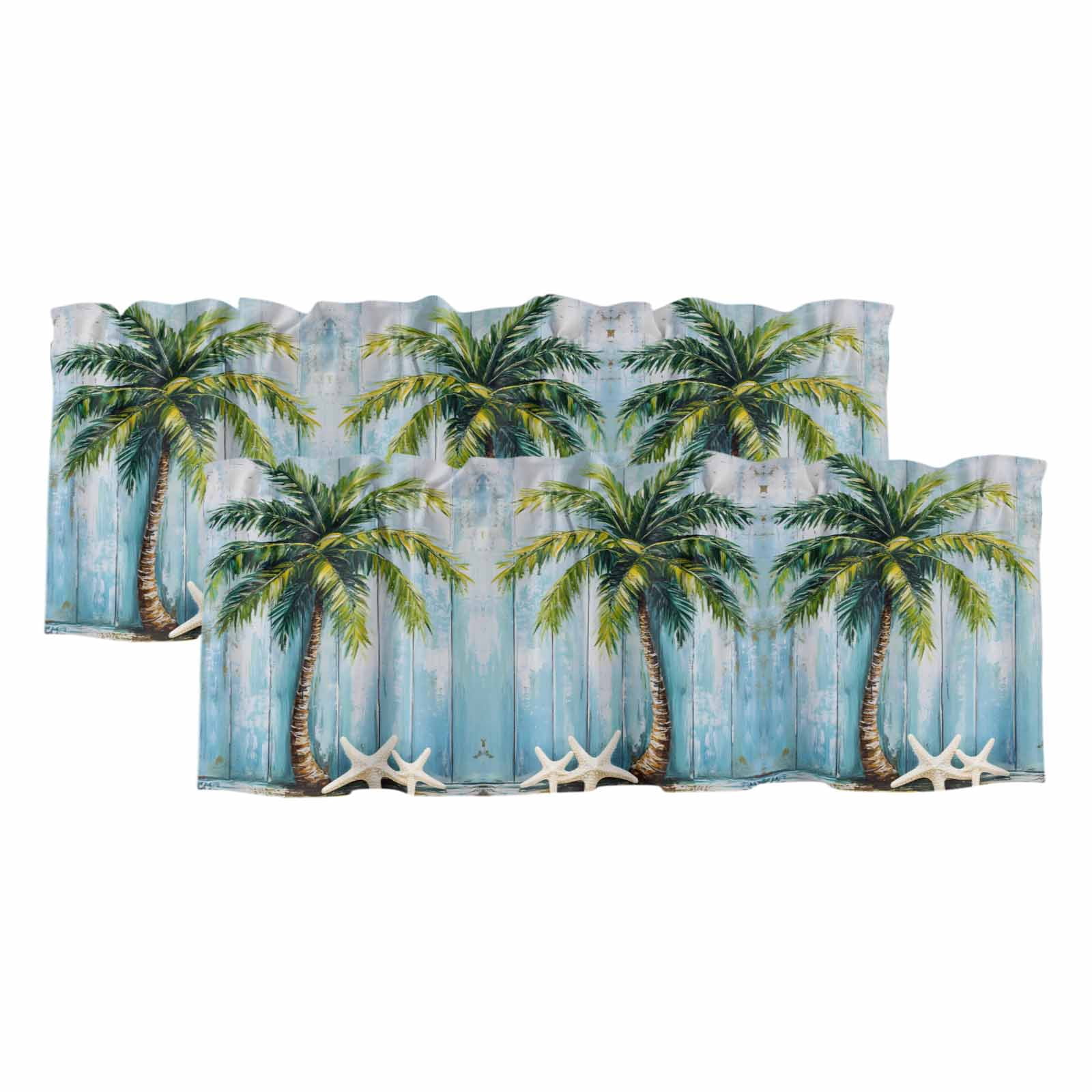 2 Pack Valances for Windows, Coastal Beach Tree Window Valances for ...