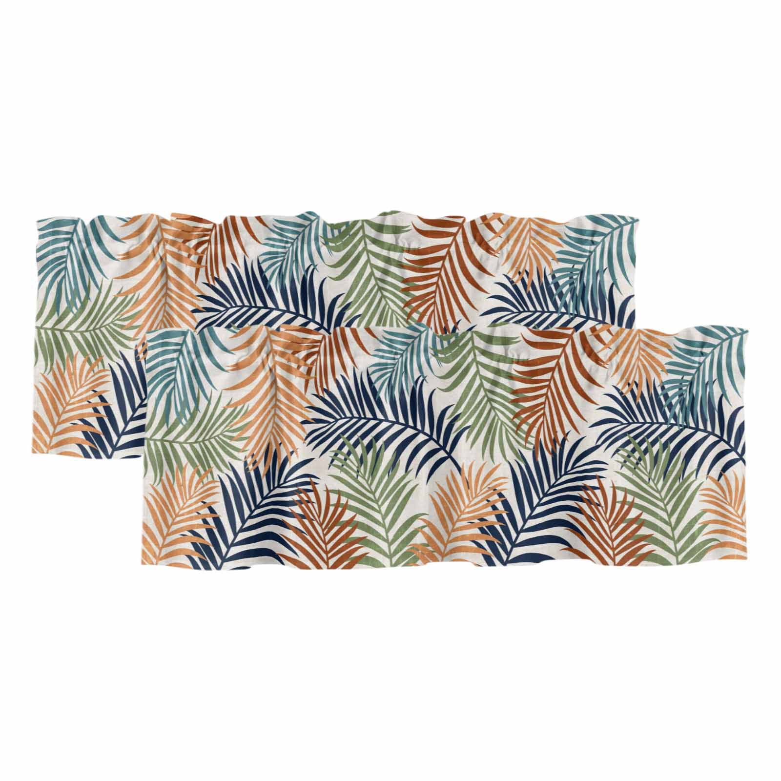 2 Pack Valances for Windows, Colorful Palm Leaves Window Valances for ...