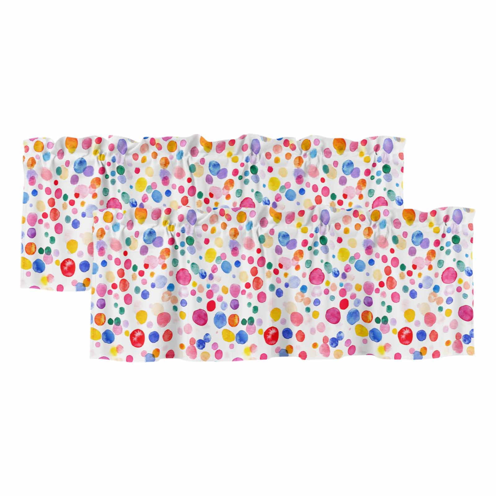 2 Pack Valances for Windows, Colorful Polka Dot Window Valances for ...