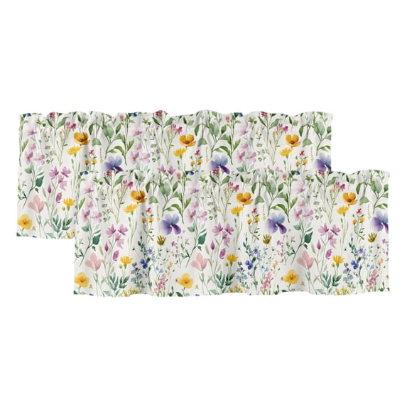 2 Pack Valances for Windows, Country Flower Window Valances for Living ...