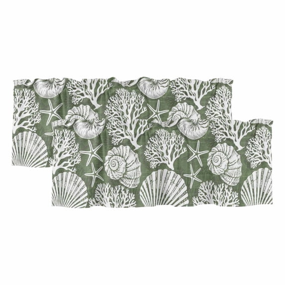 2 Pack Valances for Windows, Dark Green Coastal Window Valances for ...