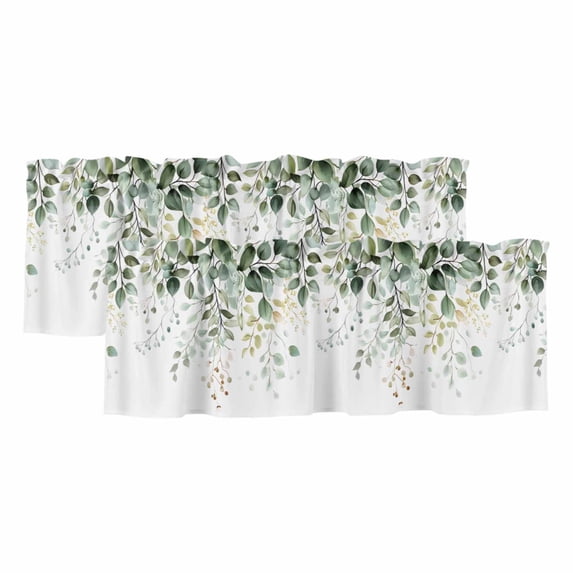 2 Pack Valances for Windows, Eucalyptus Leaf Window Valances for Living ...