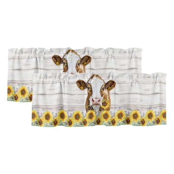 2 Pack Valances for Windows, Farmhouse Cow Window Valances for Living ...