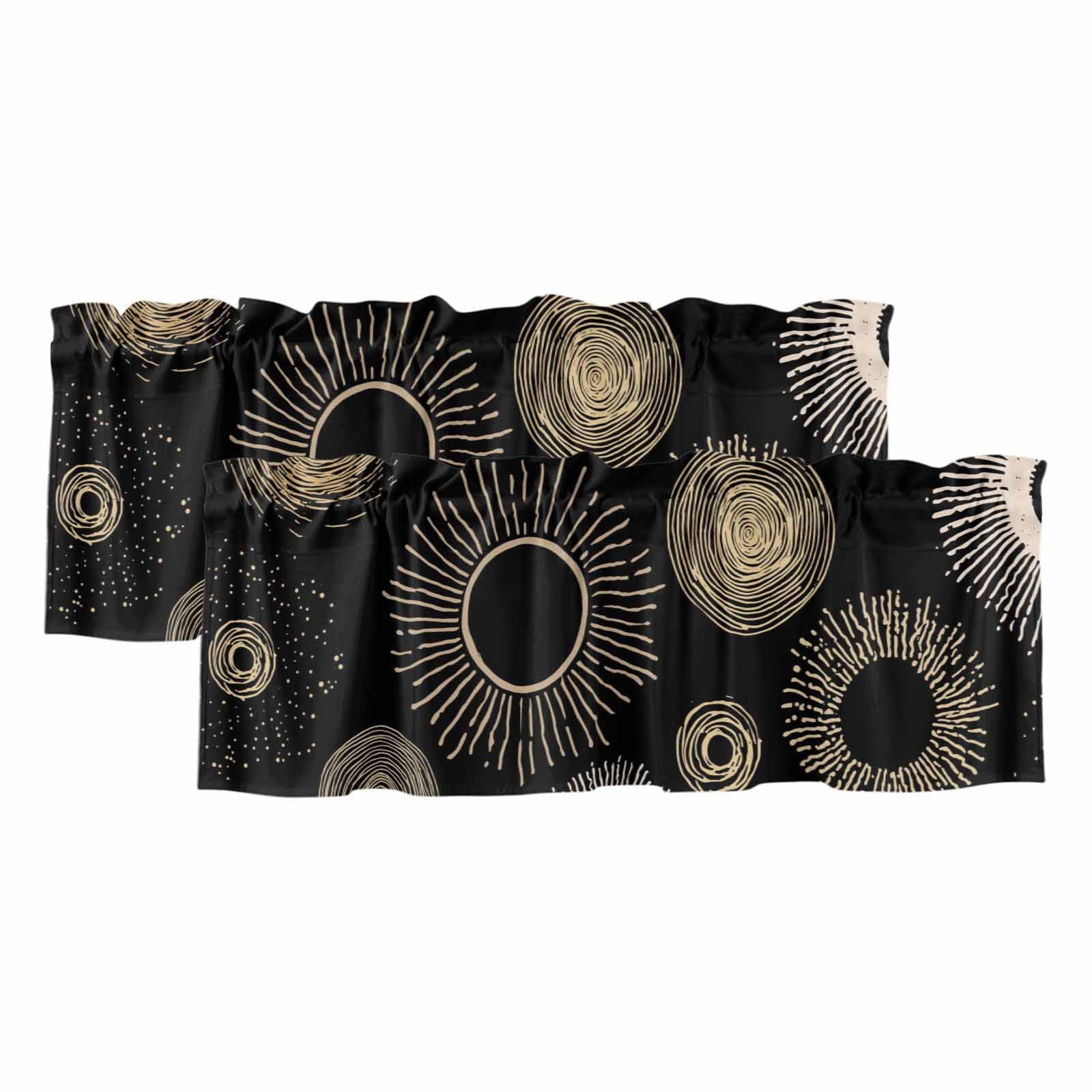 2 Pack Valances for Windows, Geometric Black Window Valances for Living ...