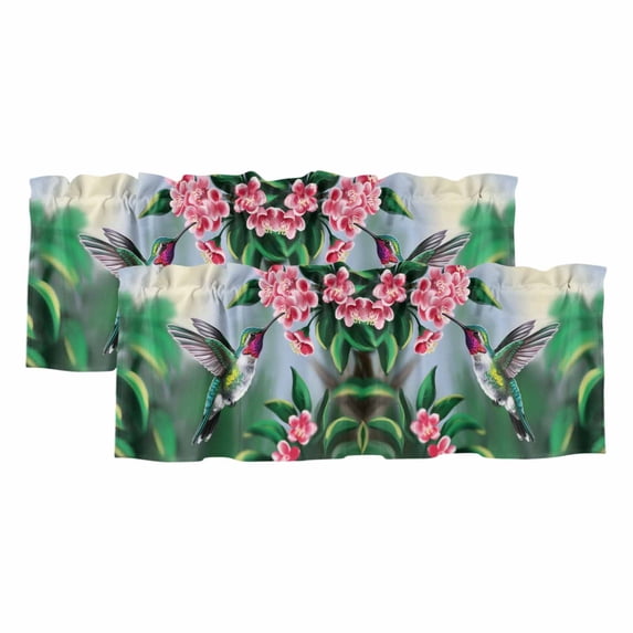 2 Pack Valances for Windows, Green Hummingbird Window Valances for ...