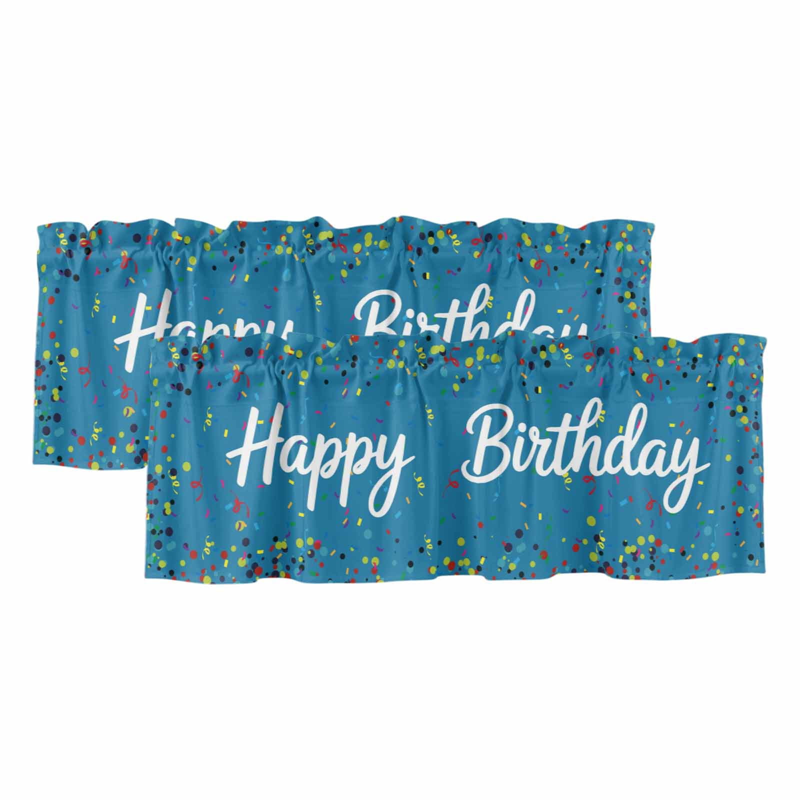 2 Pack Valances for Windows, Lake Blue Birthday Window Valances for ...