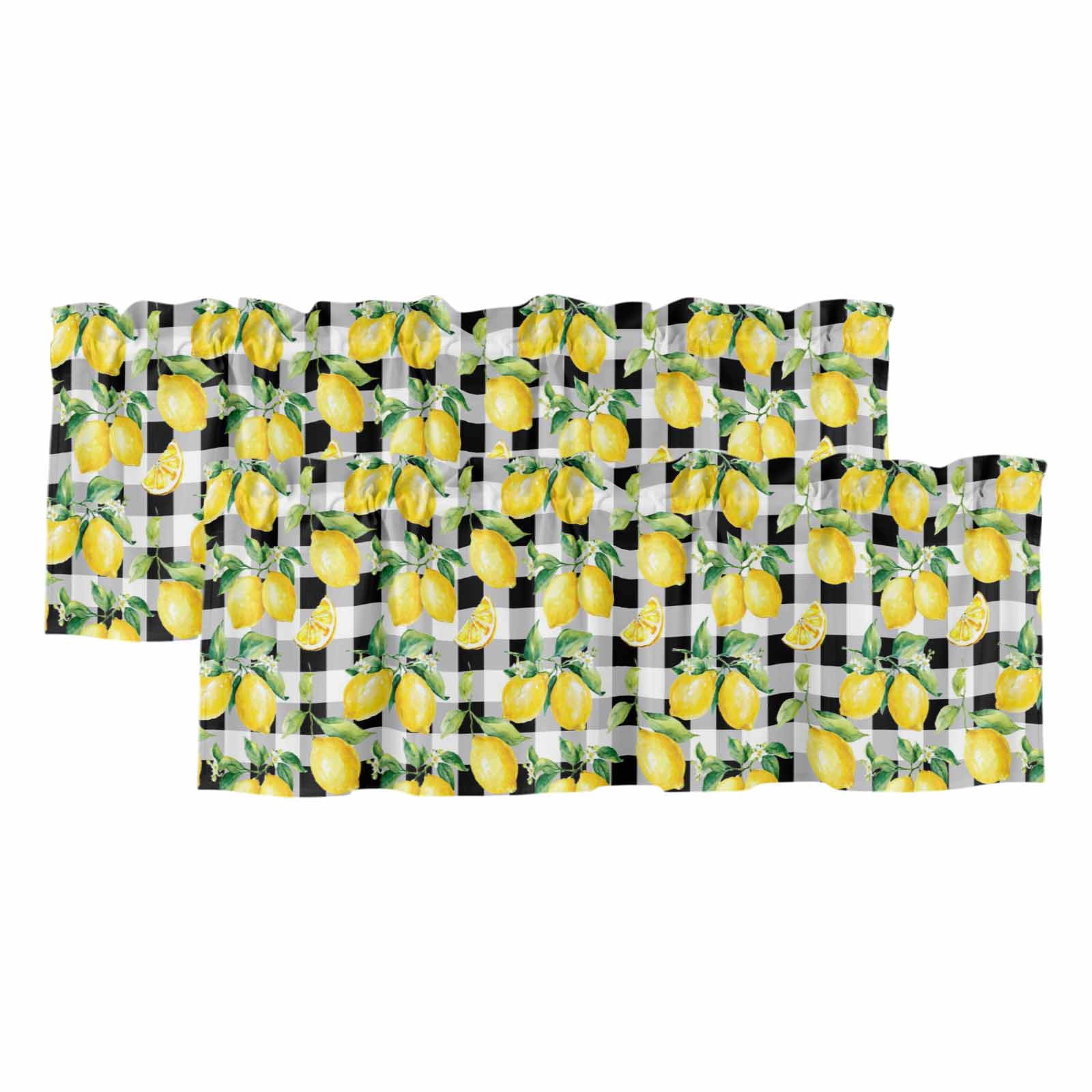 2 Pack Valances for Windows, Lemon Yellow Window Valances for Living ...