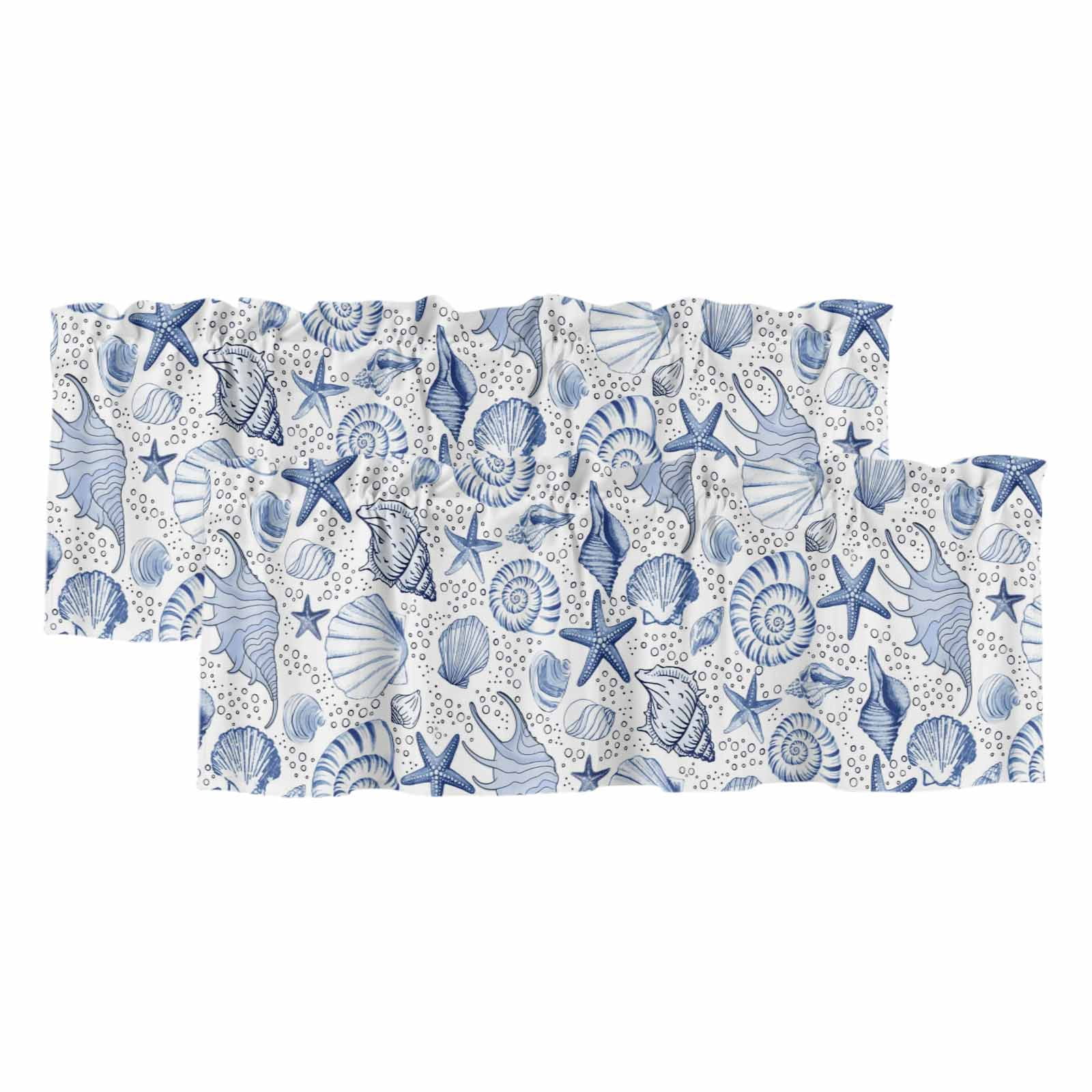 2 Pack Valances for Windows, Navy Blue Coastal Window Valances for ...