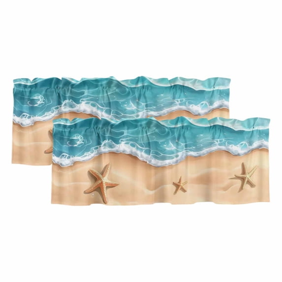 2 Pack Valances for Windows, Ocean Beach Window Valances for Living ...