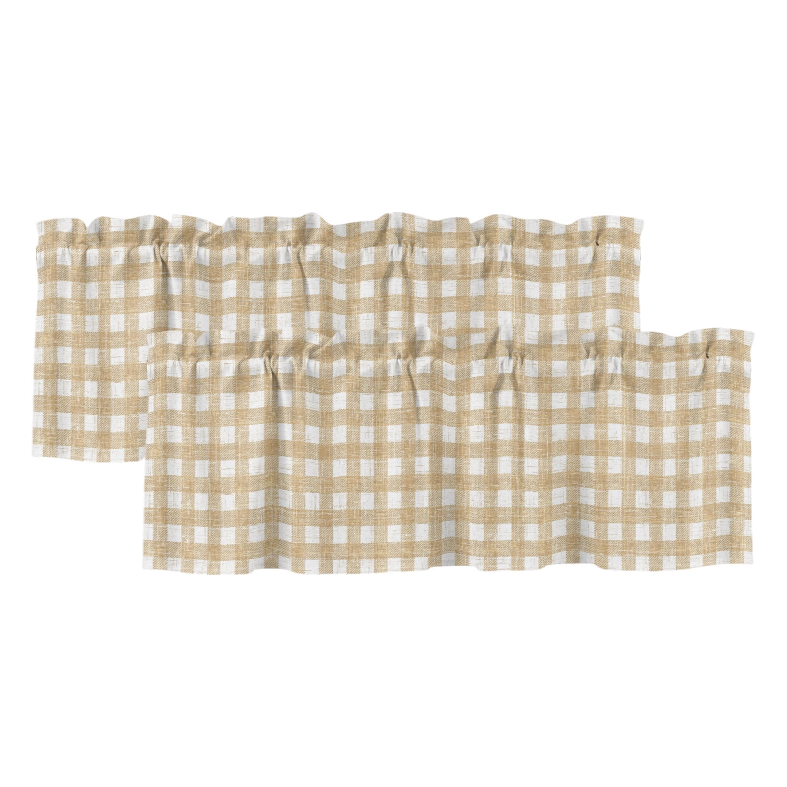 2 Pack Valances for Windows, Orange Farmhouse Check Window Valances for ...