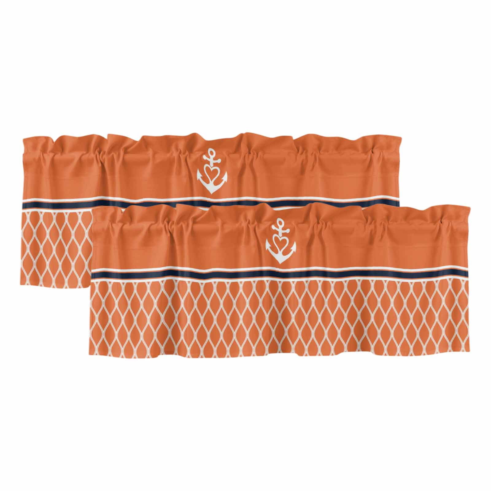 2 Pack Valances for Windows, Orange Morocco Window Valances for Living ...