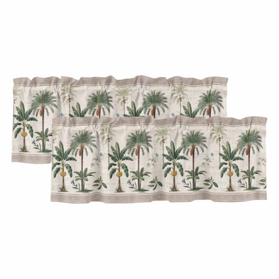 2 Pack Valances for Windows, Palm Tree Beach Window Valances for Living ...