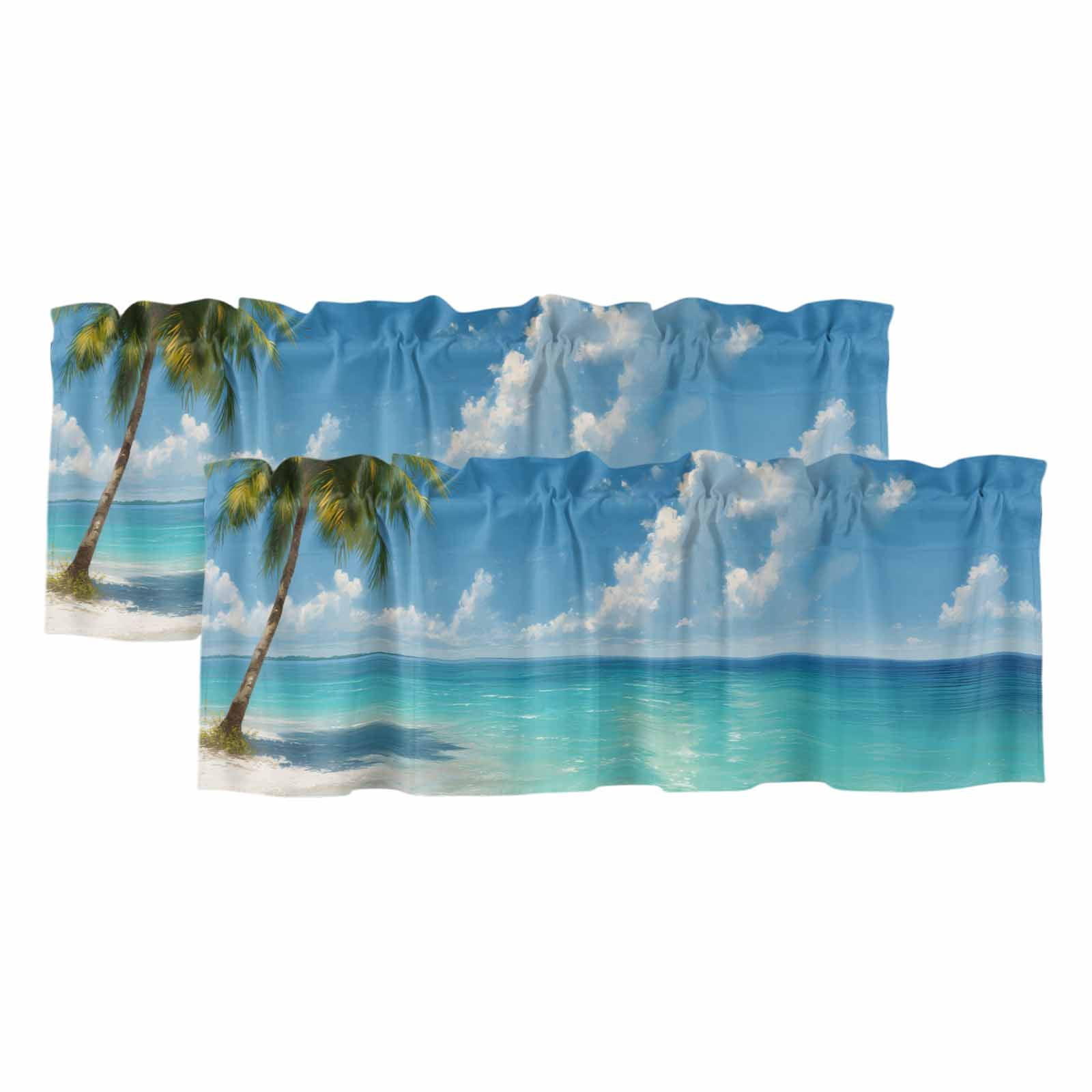 2 Pack Valances for Windows, Palm Trees Window Valances for Living Room ...