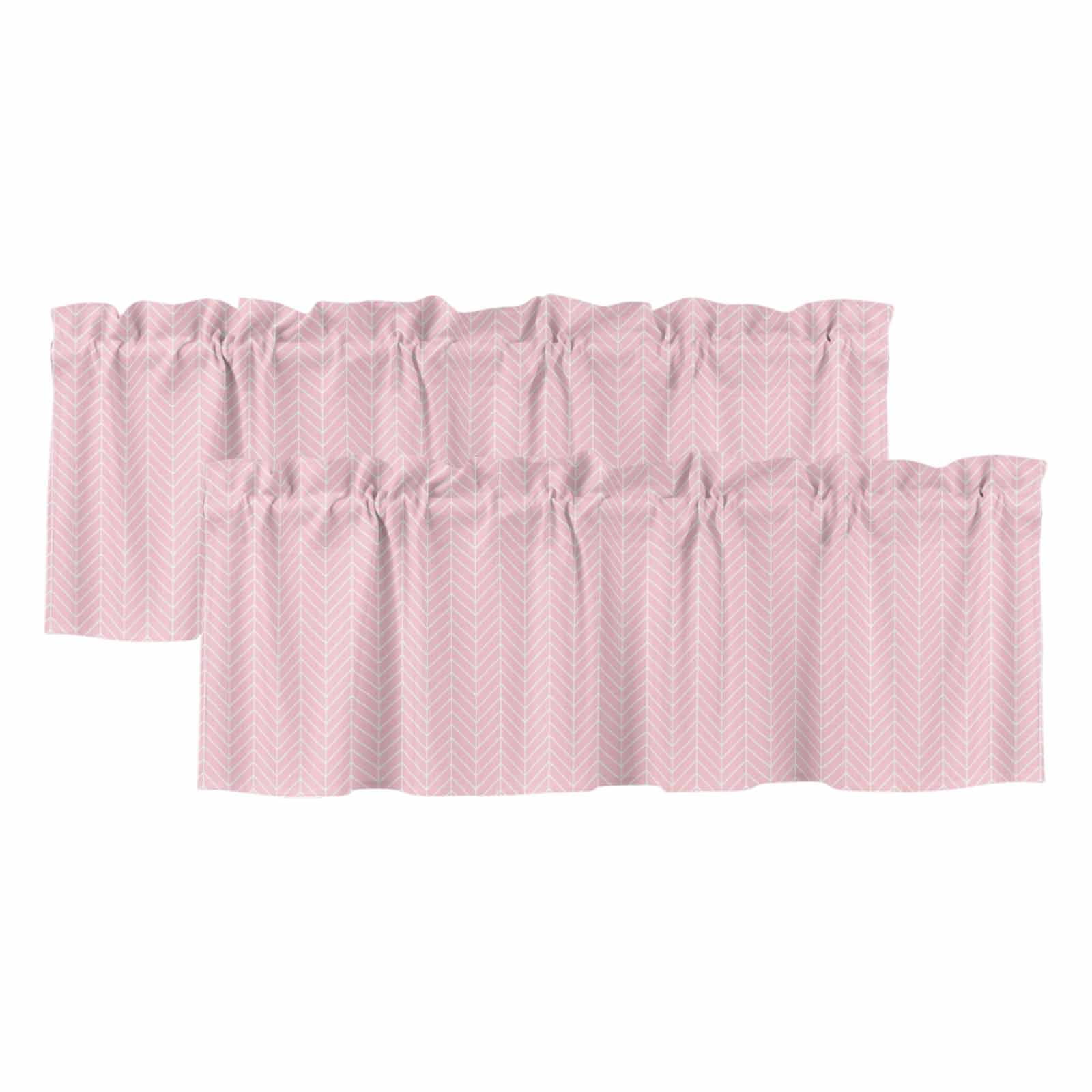 2 Pack Valances for Windows, Pink Geometric Window Valances for Living ...