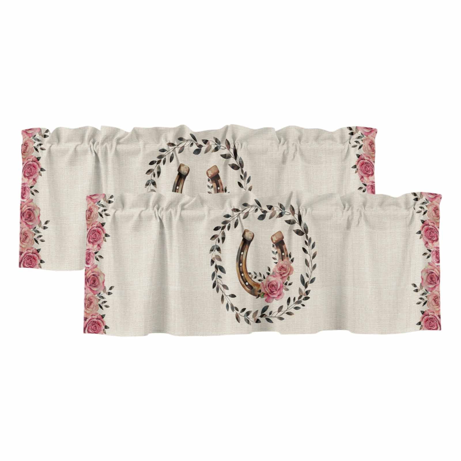 2 Pack Valances for Windows, Pink Roses Window Valances for Living Room ...
