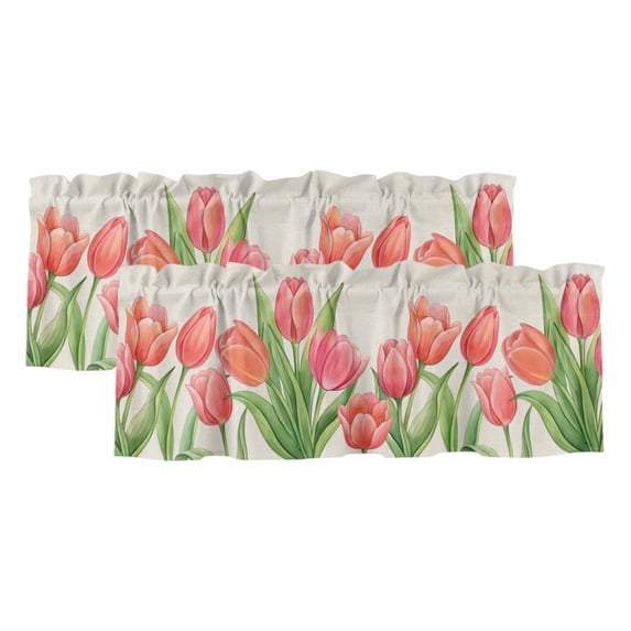2 Pack Valances for Windows, Pink Tulip Window Valances for Living Room ...