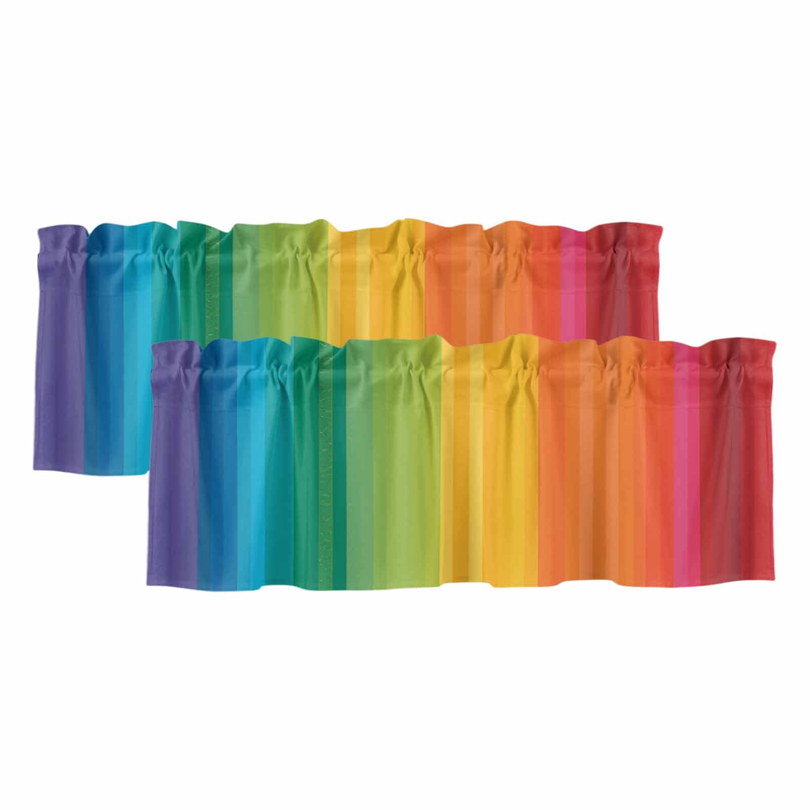 2 Pack Valances for Windows, Rainbow Striped Window Valances for Living ...