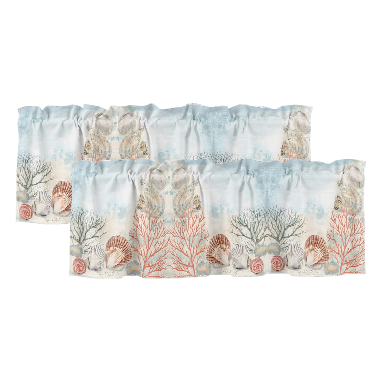 2 Pack Valances for Windows, Red Blue Coastal Window Valances for ...