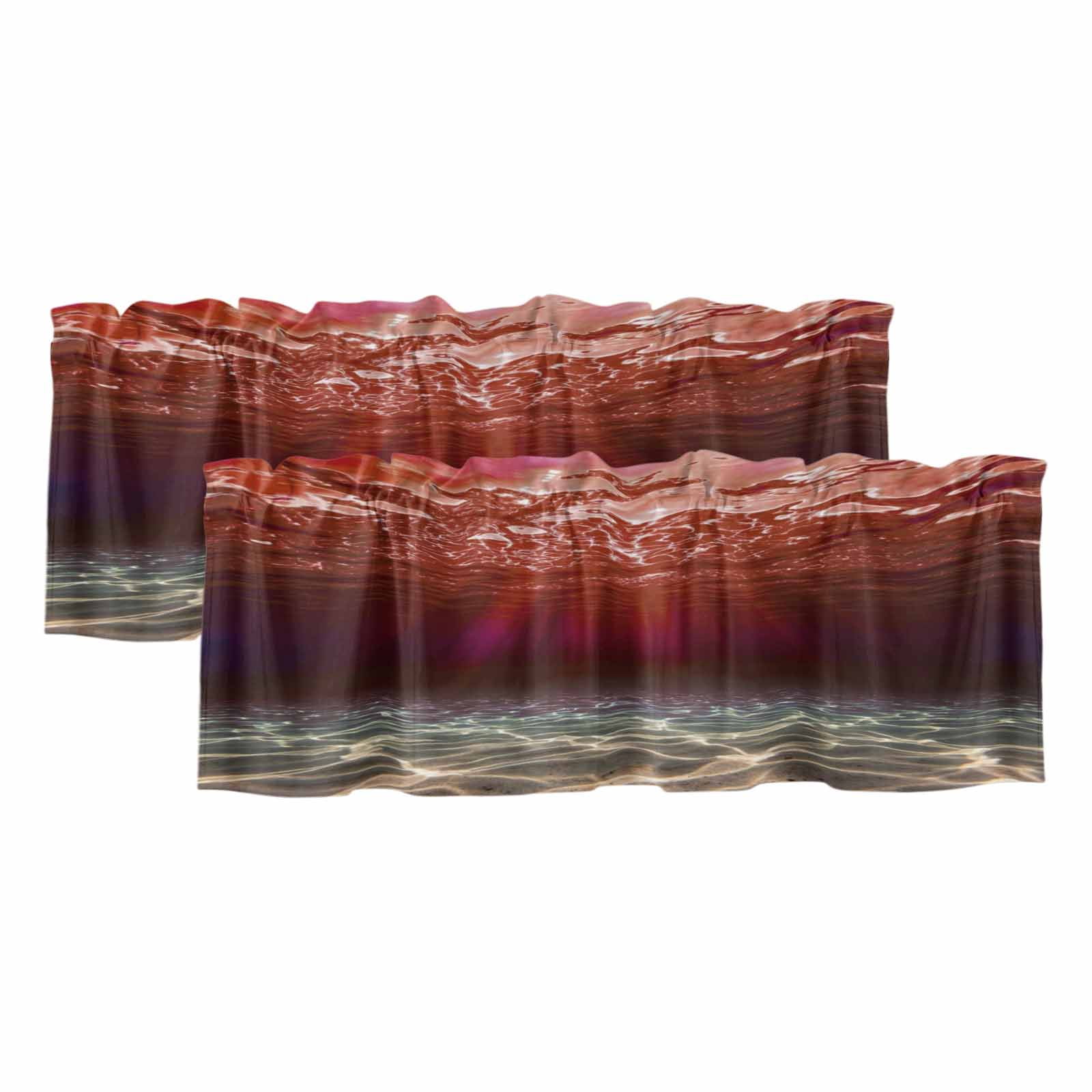 2 Pack Valances for Windows, Red Ocean Waves Window Valances for Living ...