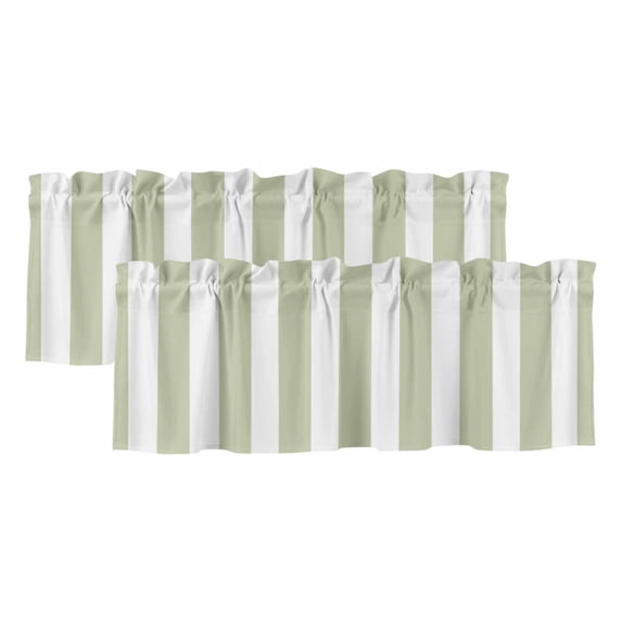 2 Pack Valances for Windows, Sage Green Striped Window Valances for ...