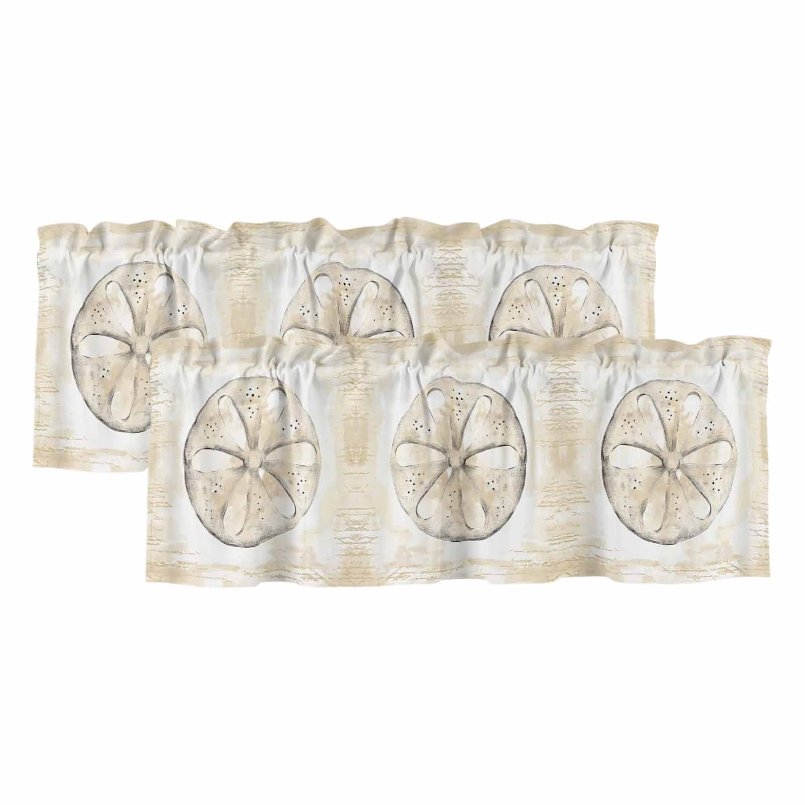 2 Pack Valances for Windows, Sand Dollar Coastal Window Valances for ...