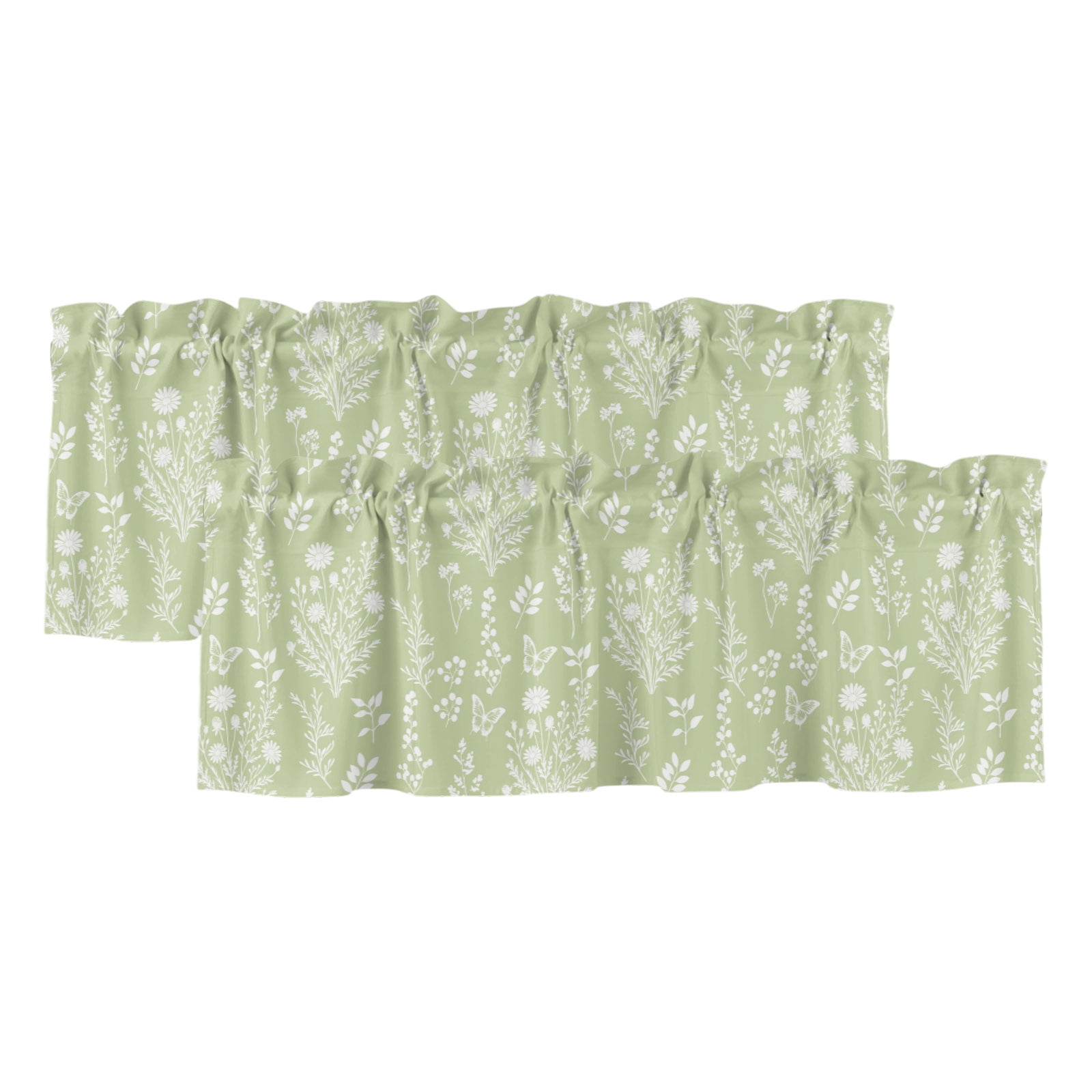 2 Pack Valances for Windows, Spring Green Botanical Window Valances for ...